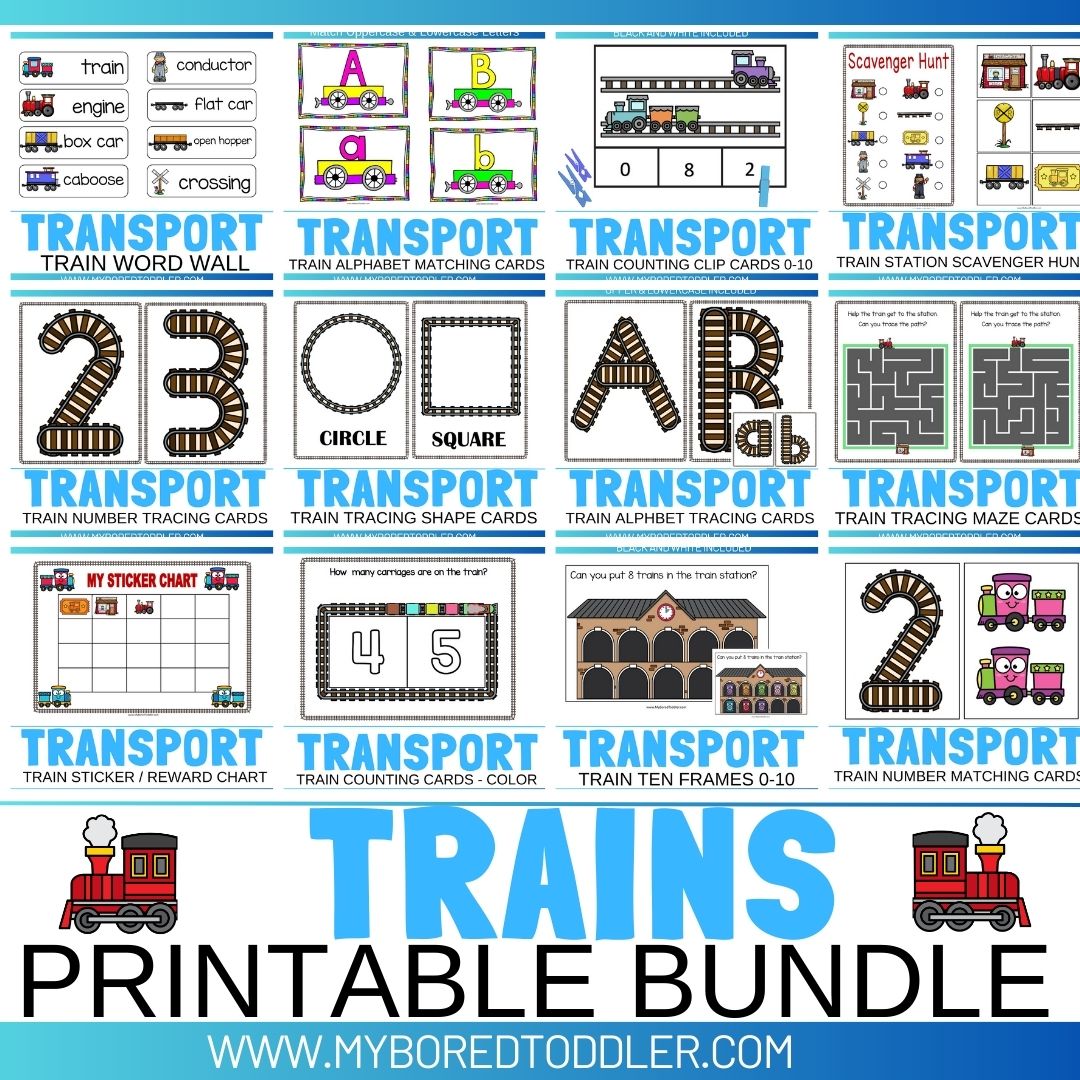 Trains Transport Bundle for Toddlers & Preschoolers – My Bored Toddler