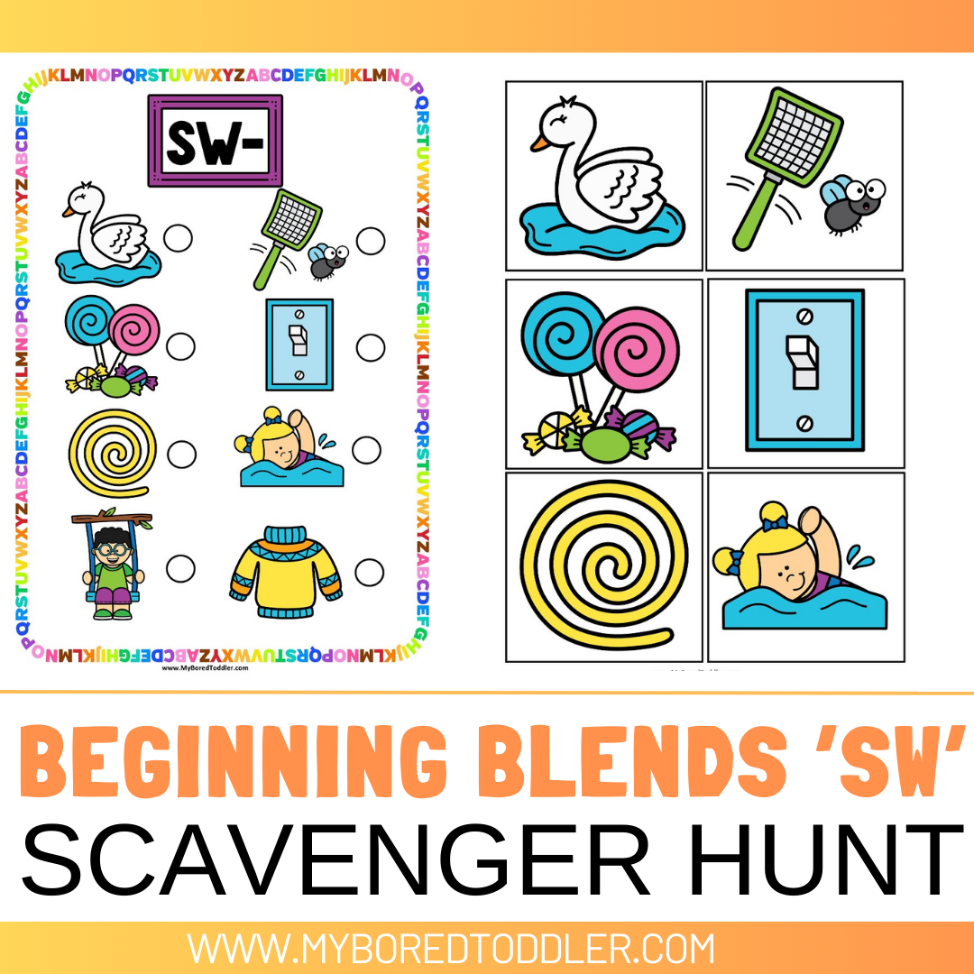 Beginning Blends 'SW' Alphabet Scavenger Hunt / Treasure Hunt – My ...