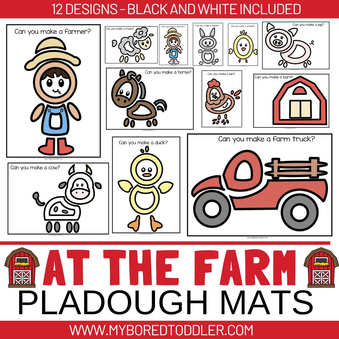 FARM Playdough Mats - Color & B&W – My Bored Toddler