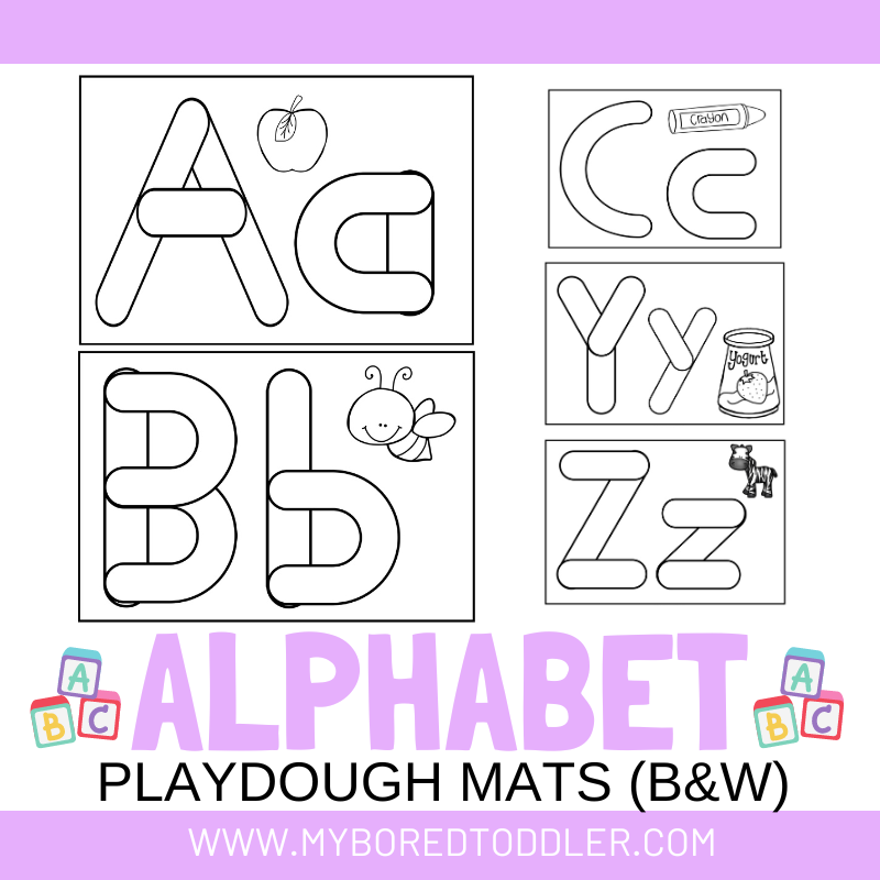 Alphabet Playdough Mats Black and White – My Bored Toddler