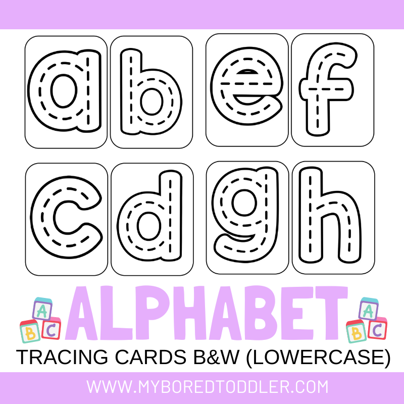 Alphabet Tracing Cards Lowercase Black & White – My Bored Toddler