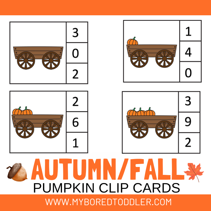 Autumn / Fall Leaf Counting Clip Cards 0 - 10 Color & Black & White ...