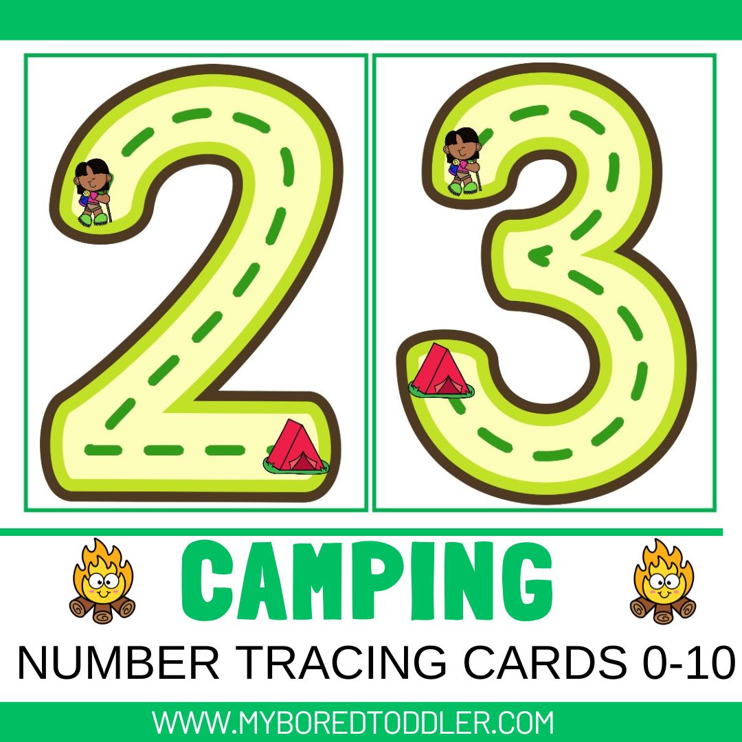 Camping Number Tracing Cards 0-10 – My Bored Toddler