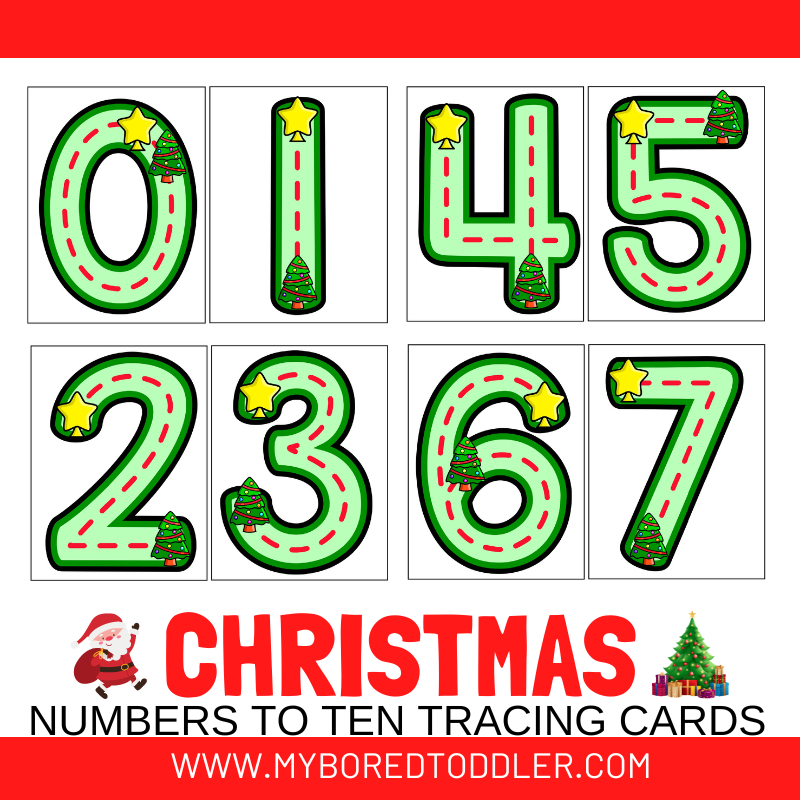 Christmas Number Tracing Cards 0 - 10 large – My Bored Toddler