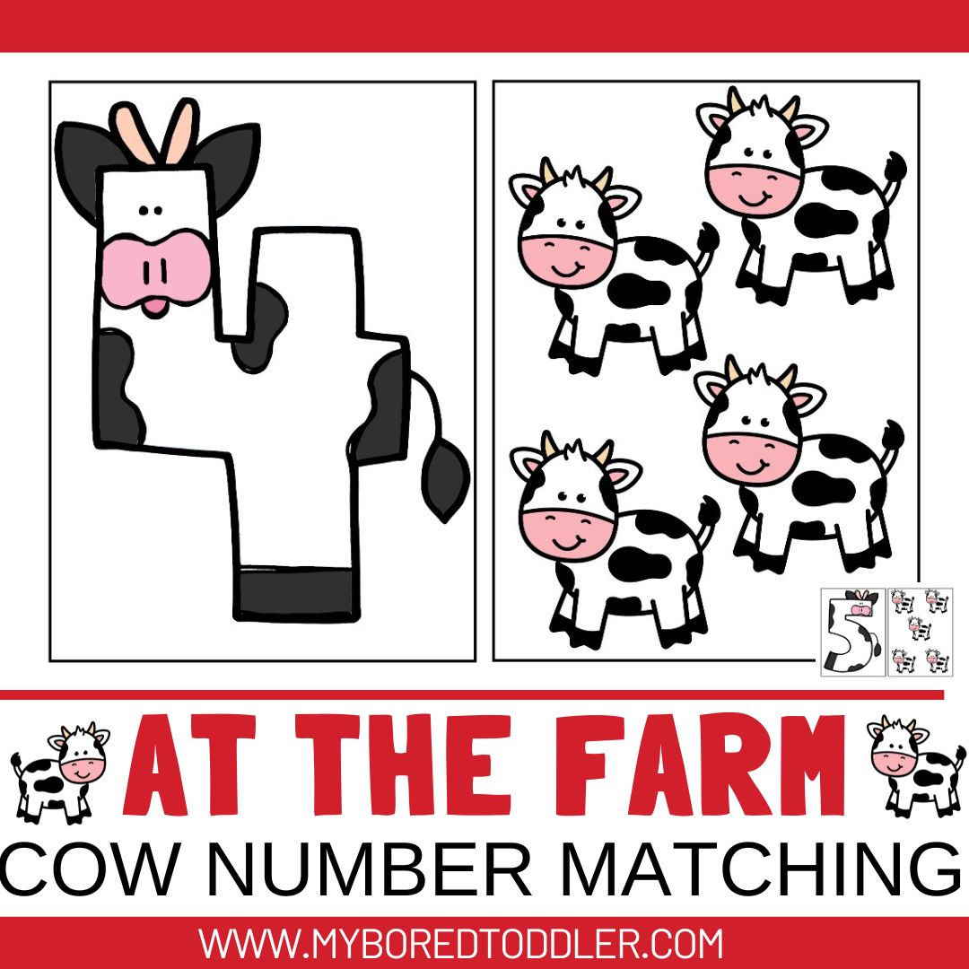 FARM - COW Counting / Number Matching Cards – My Bored Toddler