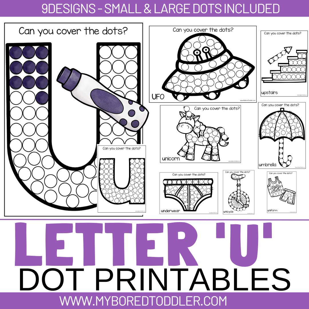 Alphabet - Letter U Dot Printables – My Bored Toddler