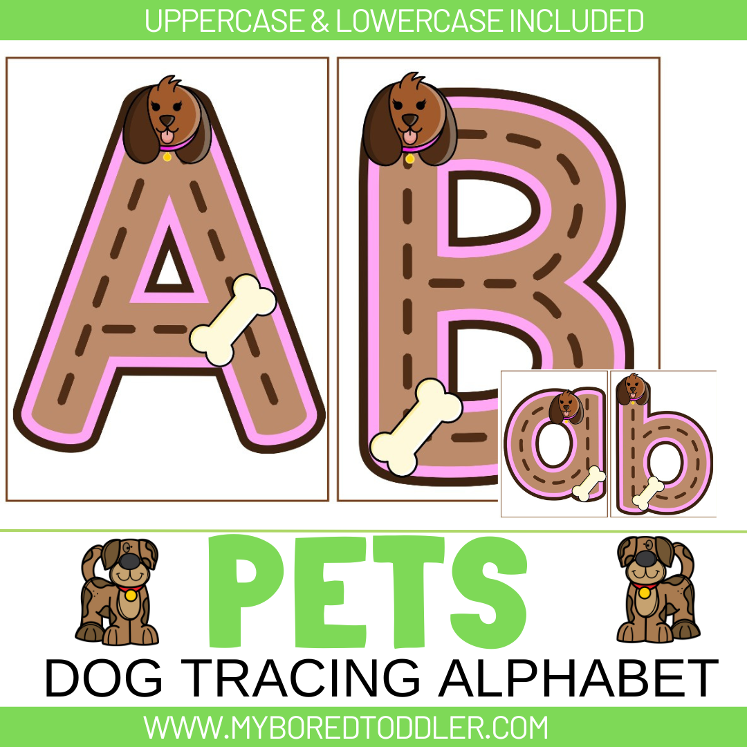 Pets Dog Alphabet Tracing Sheets - Uppercase & Lowercase – My Bored Toddler