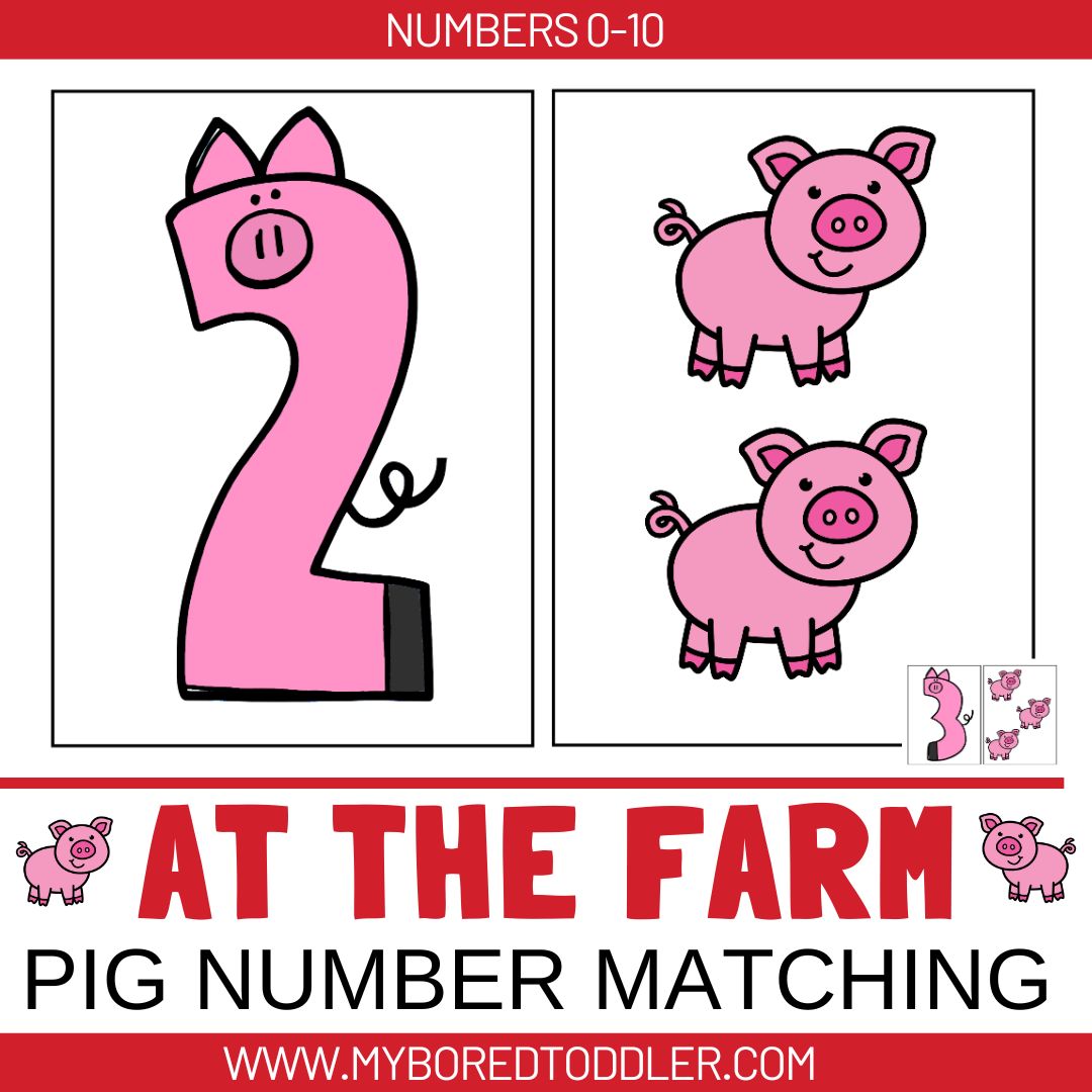 FARM - PIG Counting / Number Matching Cards – My Bored Toddler