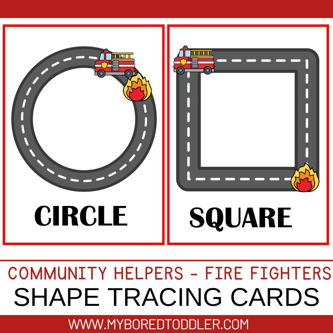 Fire Fighter Shape Tracing Sheets - Community Helpers – My Bored Toddler