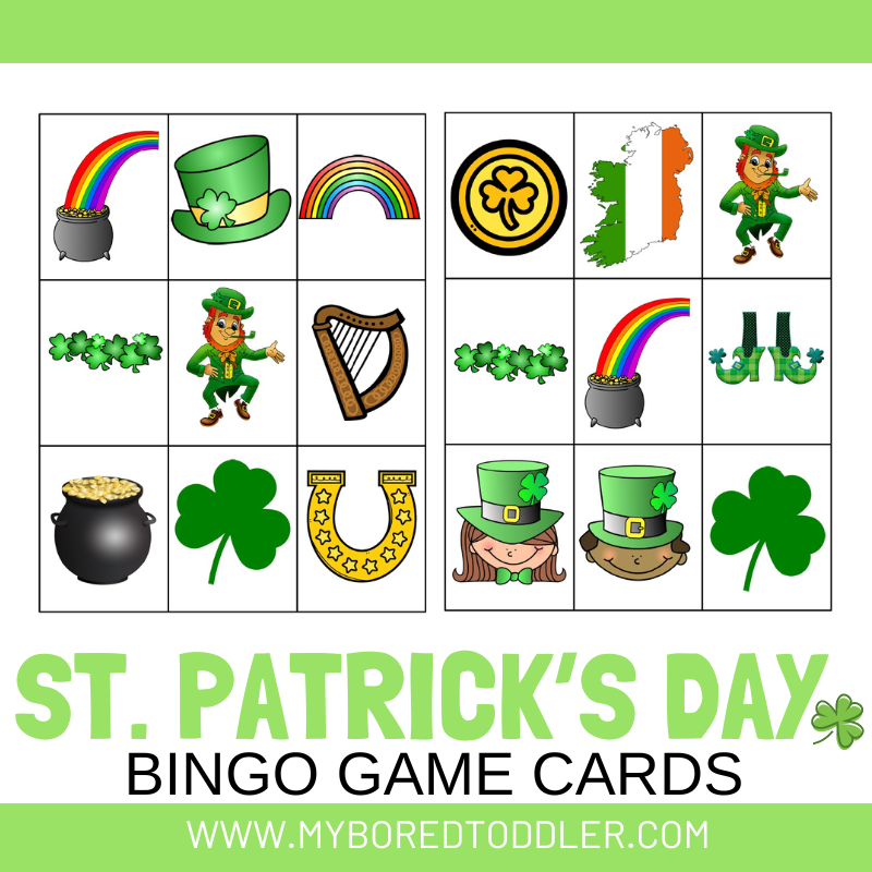 St Patrick's Day Bingo Game – My Bored Toddler