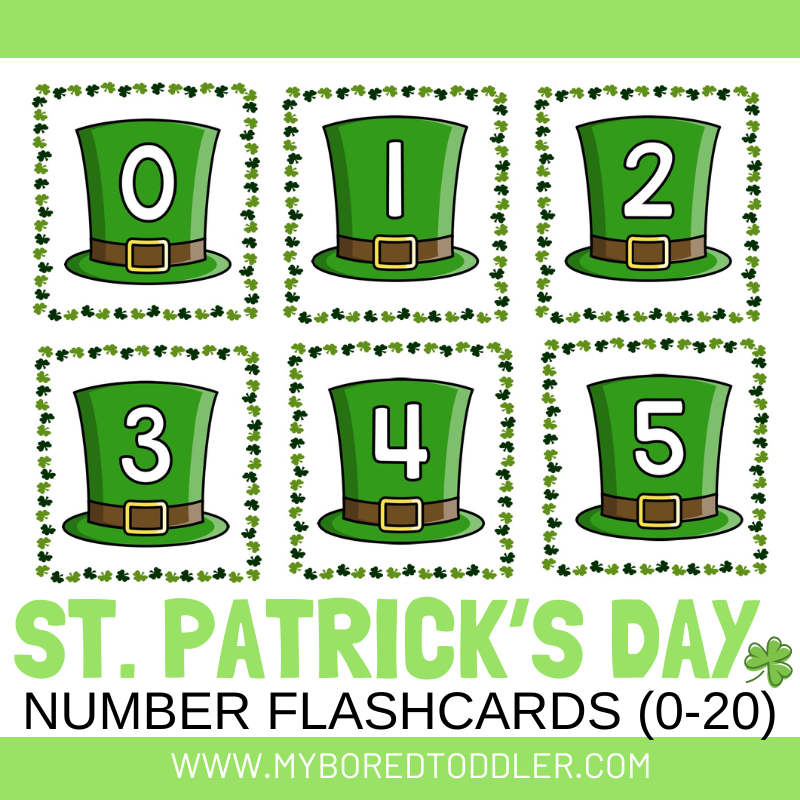 St Patrick's Day Number Flashcards 0-20 – My Bored Toddler