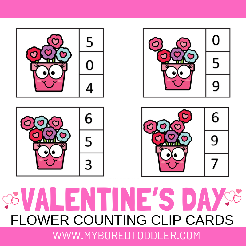 Valentine's Day Flower Counting Clip Cards 0 - 10 Color – My Bored Toddler