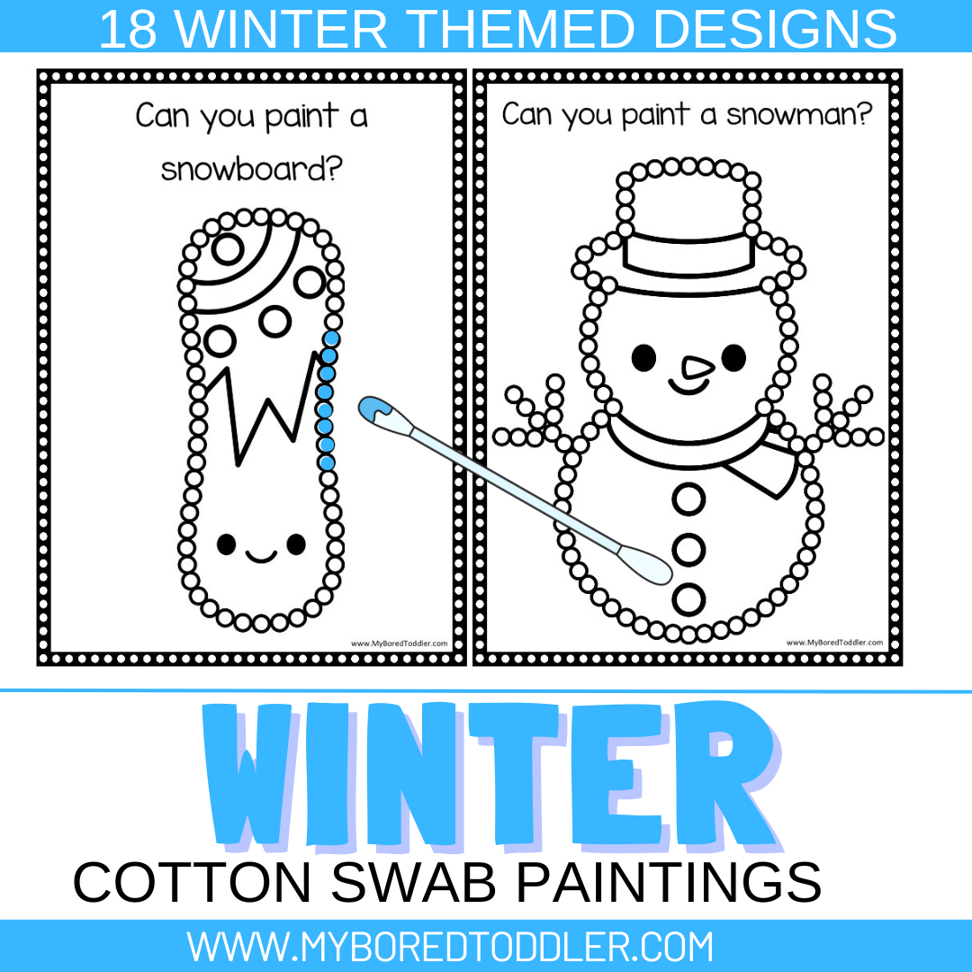 Winter Cotton Swab / Qtip Painting Sheets – My Bored Toddler