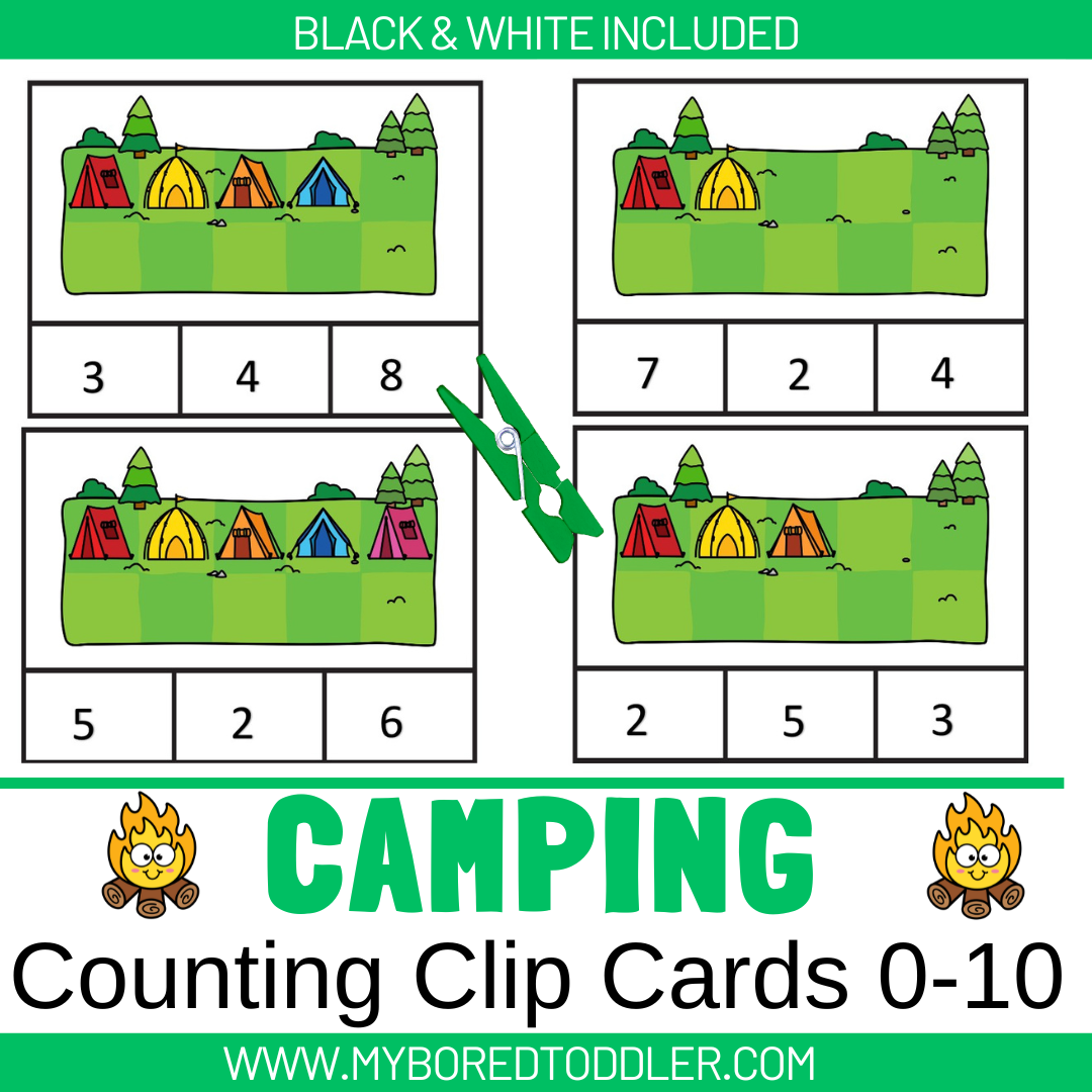 Camping Counting Clip Cards 0-10 Tents – My Bored Toddler