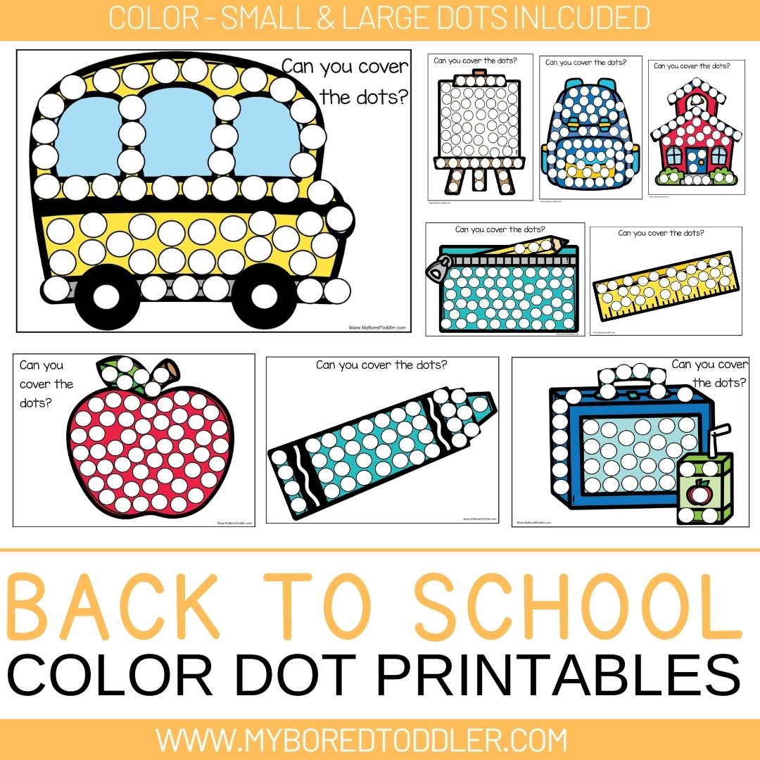 Back to School COLOR Dot Printables – My Bored Toddler