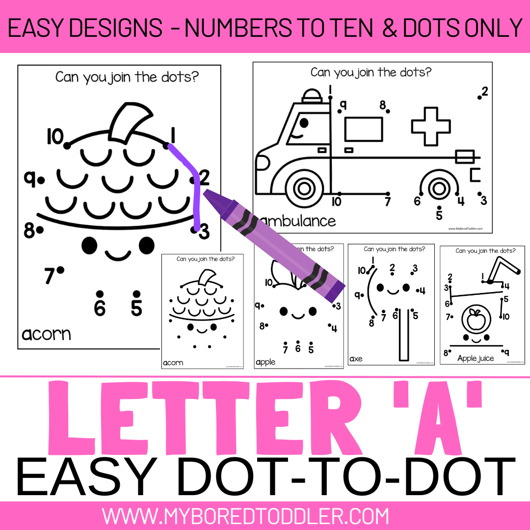 Alphabet - Letter A Dot-to-Dot - 2 Designs – My Bored Toddler