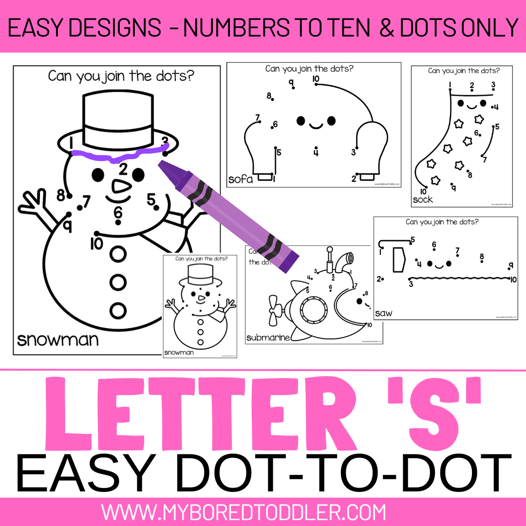 Alphabet - Letter S Dot-to-Dot - 2 Designs – My Bored Toddler