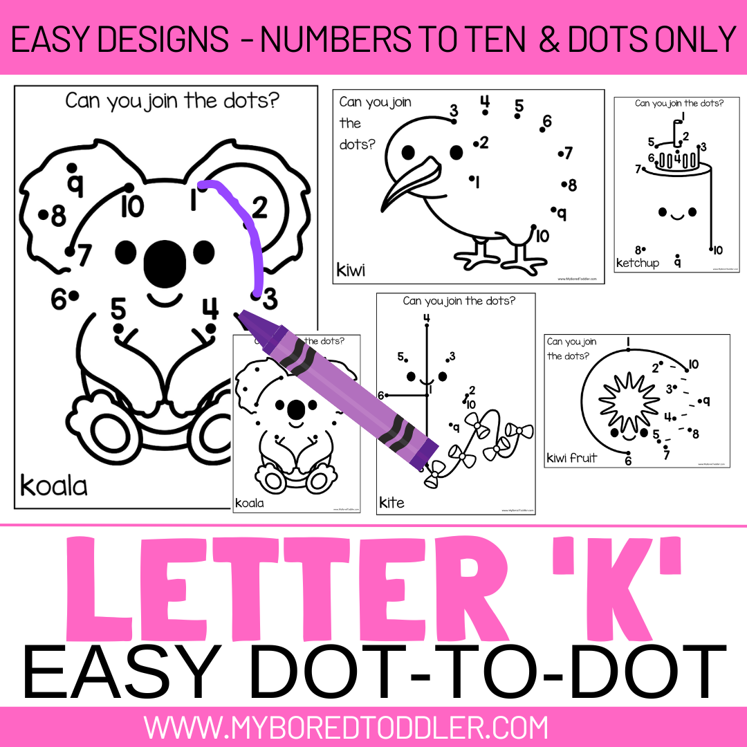 Alphabet - Letter K Dot-to-Dot - 2 Designs – My Bored Toddler