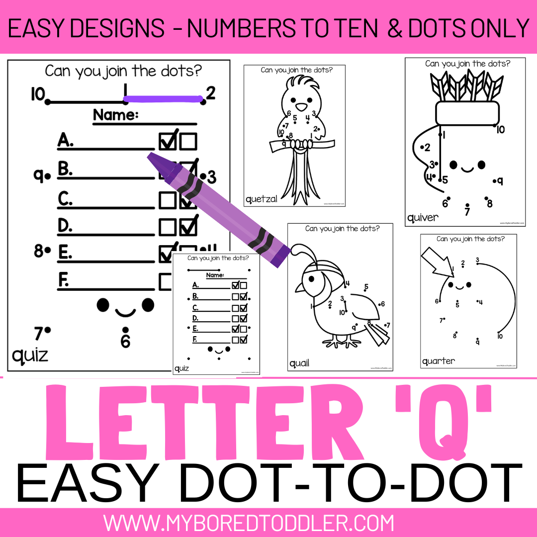 Alphabet - Letter Q Dot-to-Dot - 2 Designs – My Bored Toddler