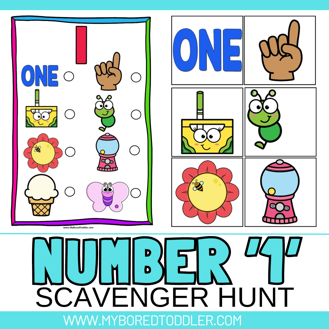 Number ONE 1 Scavenger Hunt / Treasure Hunt – My Bored Toddler