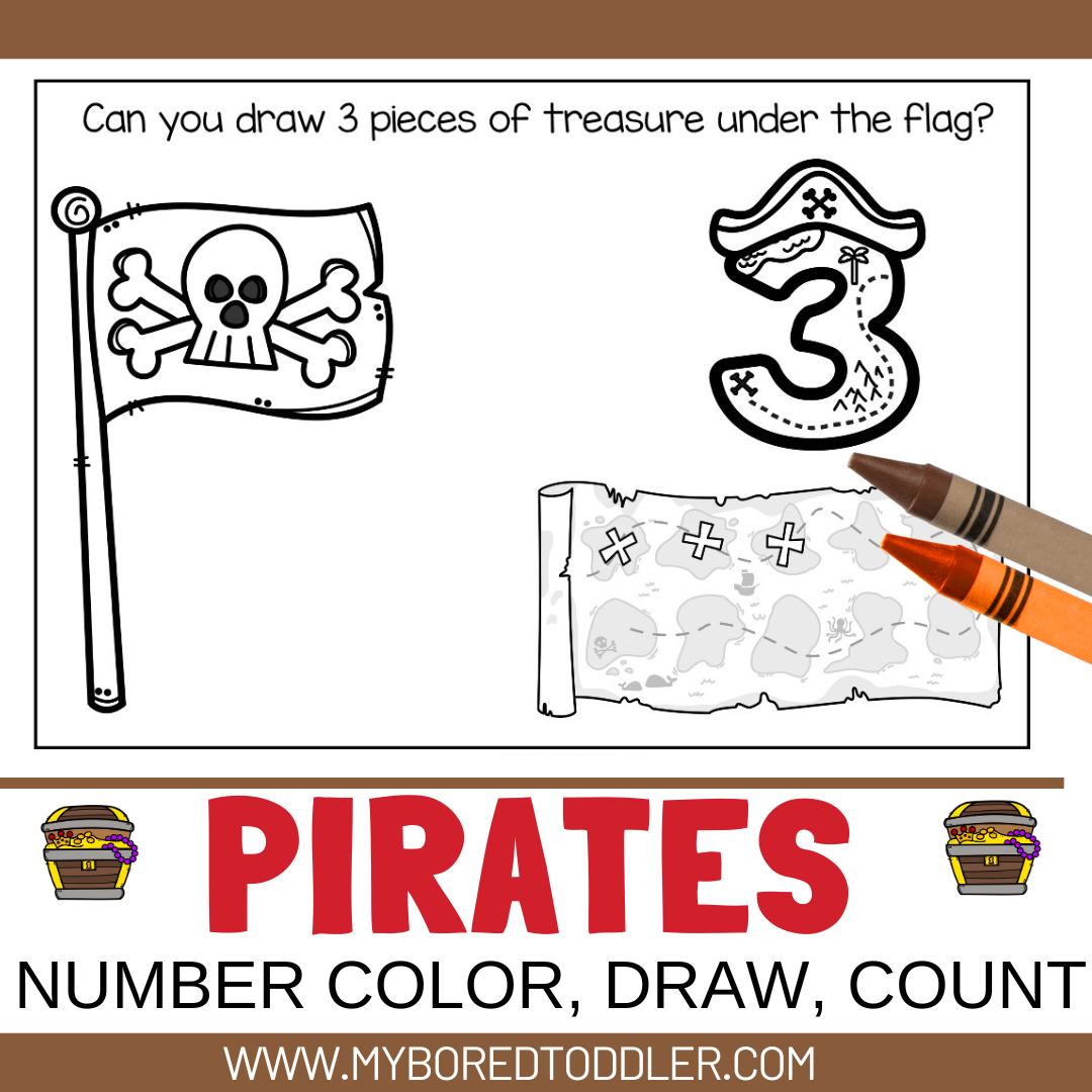 PIRATES Treasure Number Color, Count & Draw 0-10 – My Bored Toddler