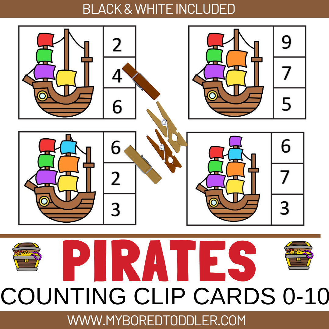 PIRATES Counting Clip Cards Flags Numbers 0-10 – My Bored Toddler