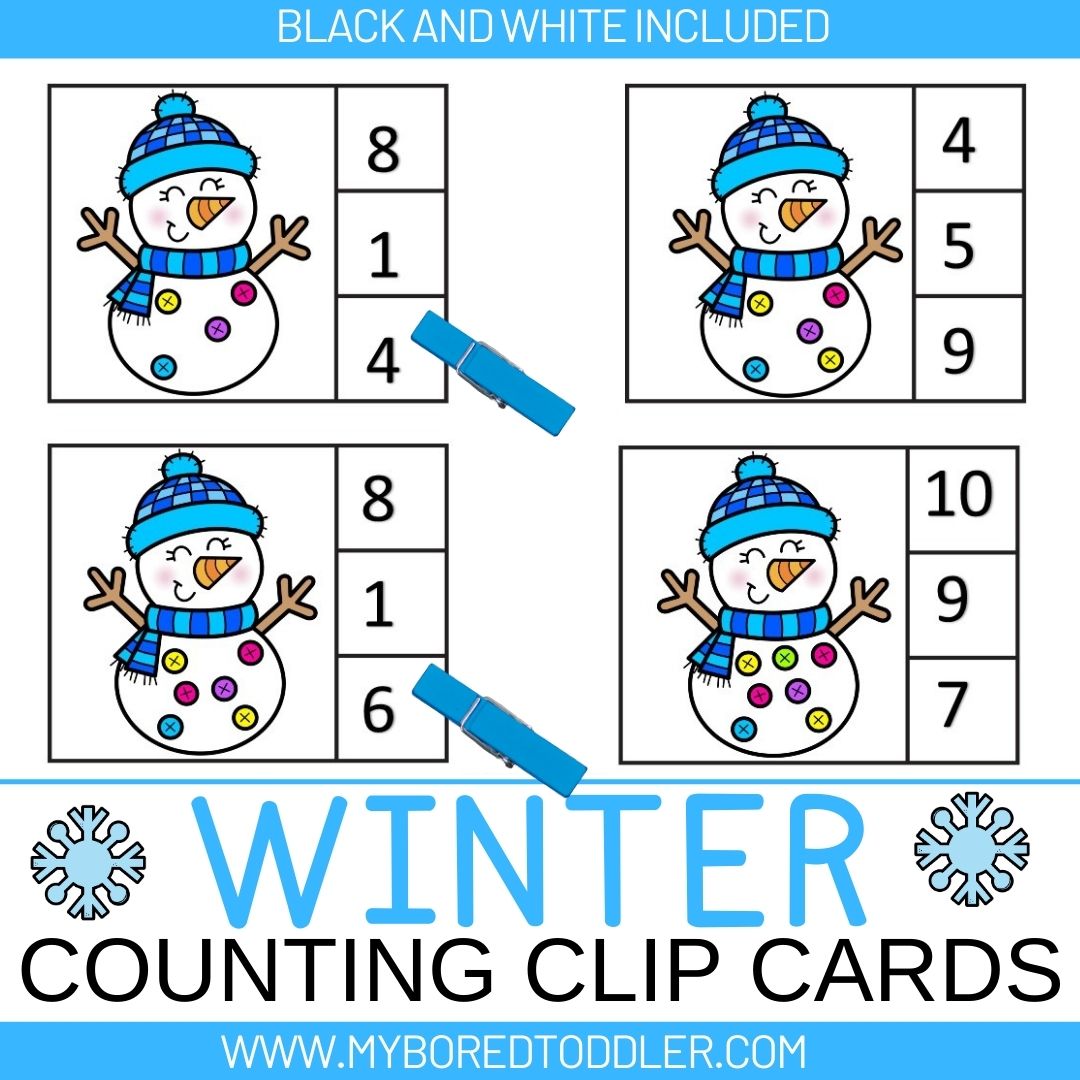 Winter - Snowman Button Counting Clip Cards 0-10 – My Bored Toddler