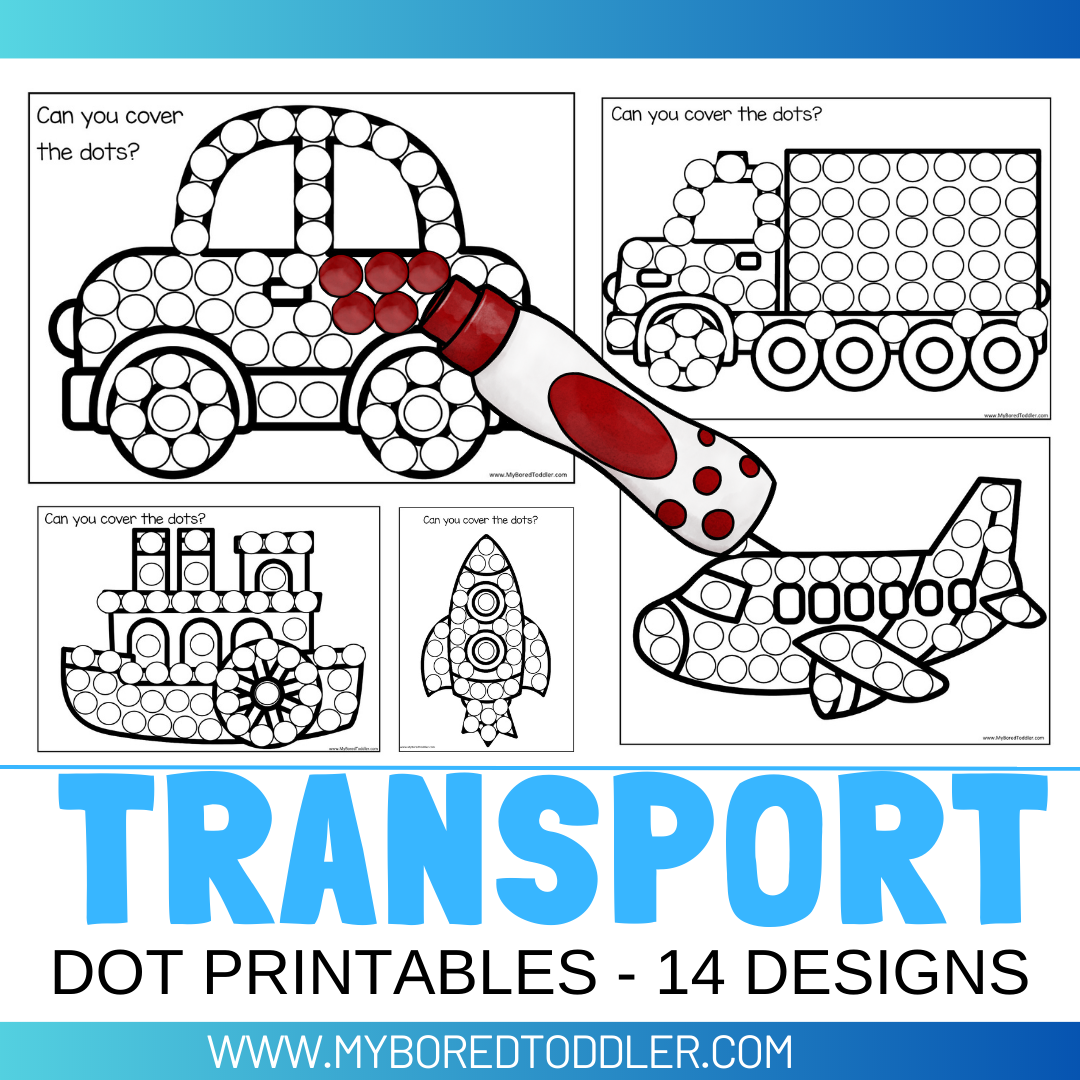 TRANSPORT Dot Printables - Cars, Trucks, Planes – My Bored Toddler