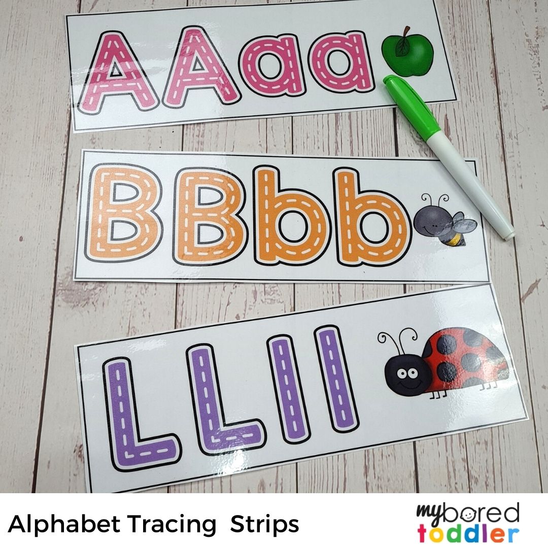 Alphabet Tracing Strips Color – My Bored Toddler