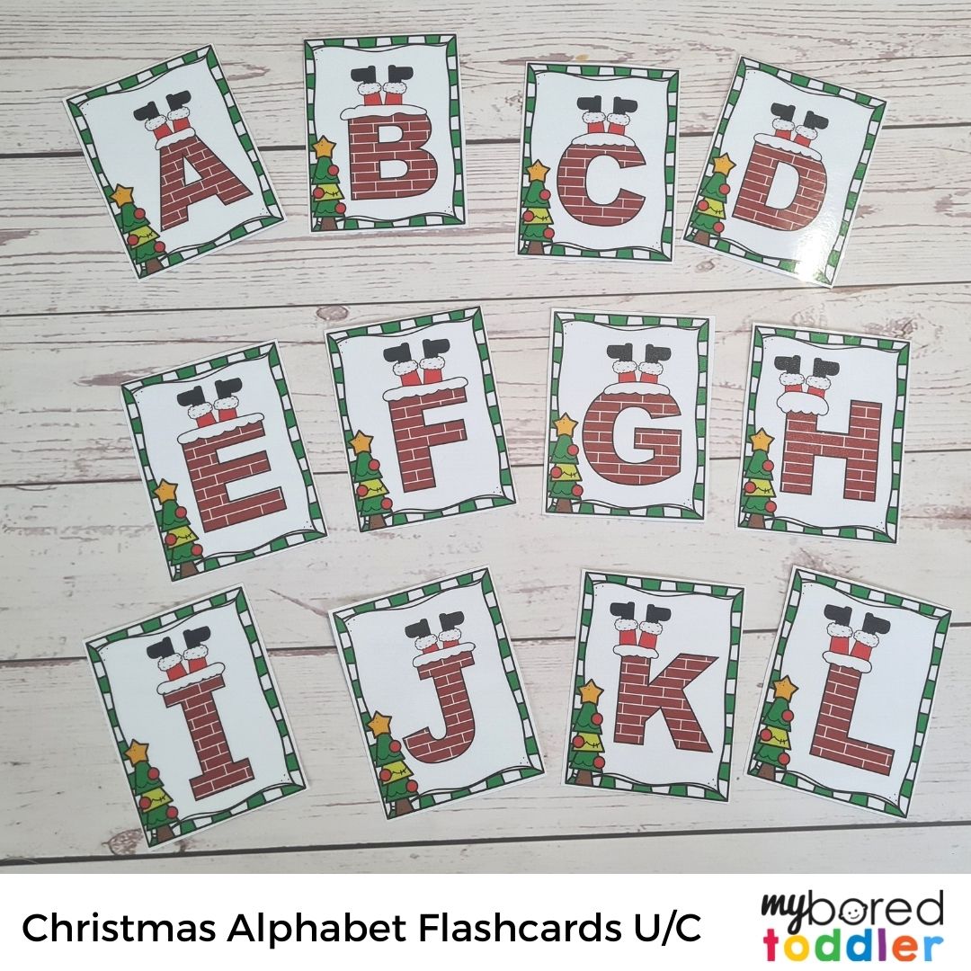 Christmas Santa Alphabet Flashcards Uppercase Color – My Bored Toddler