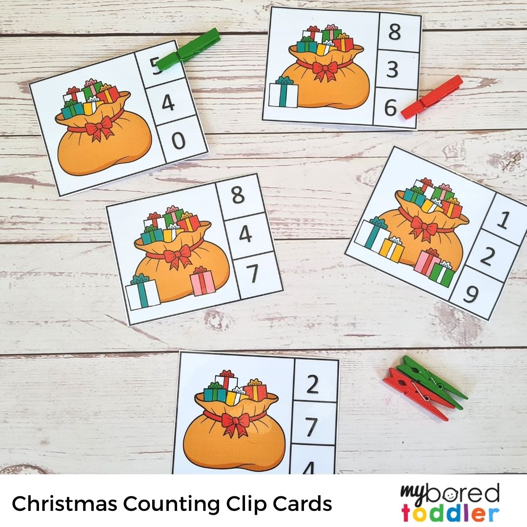 Christmas Gift Counting Clip Cards 0 - 10 Color – My Bored Toddler