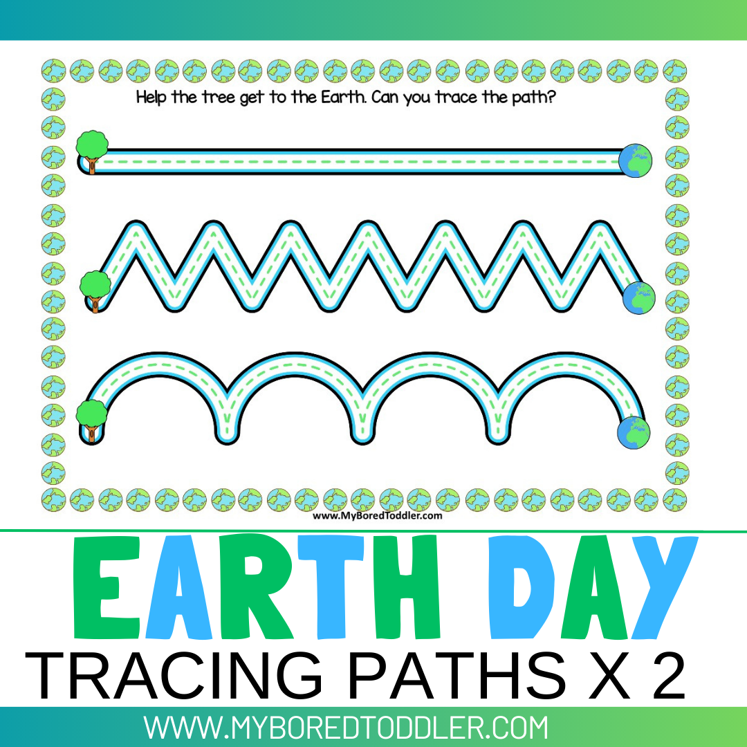 Earth Day Tracing Paths – My Bored Toddler