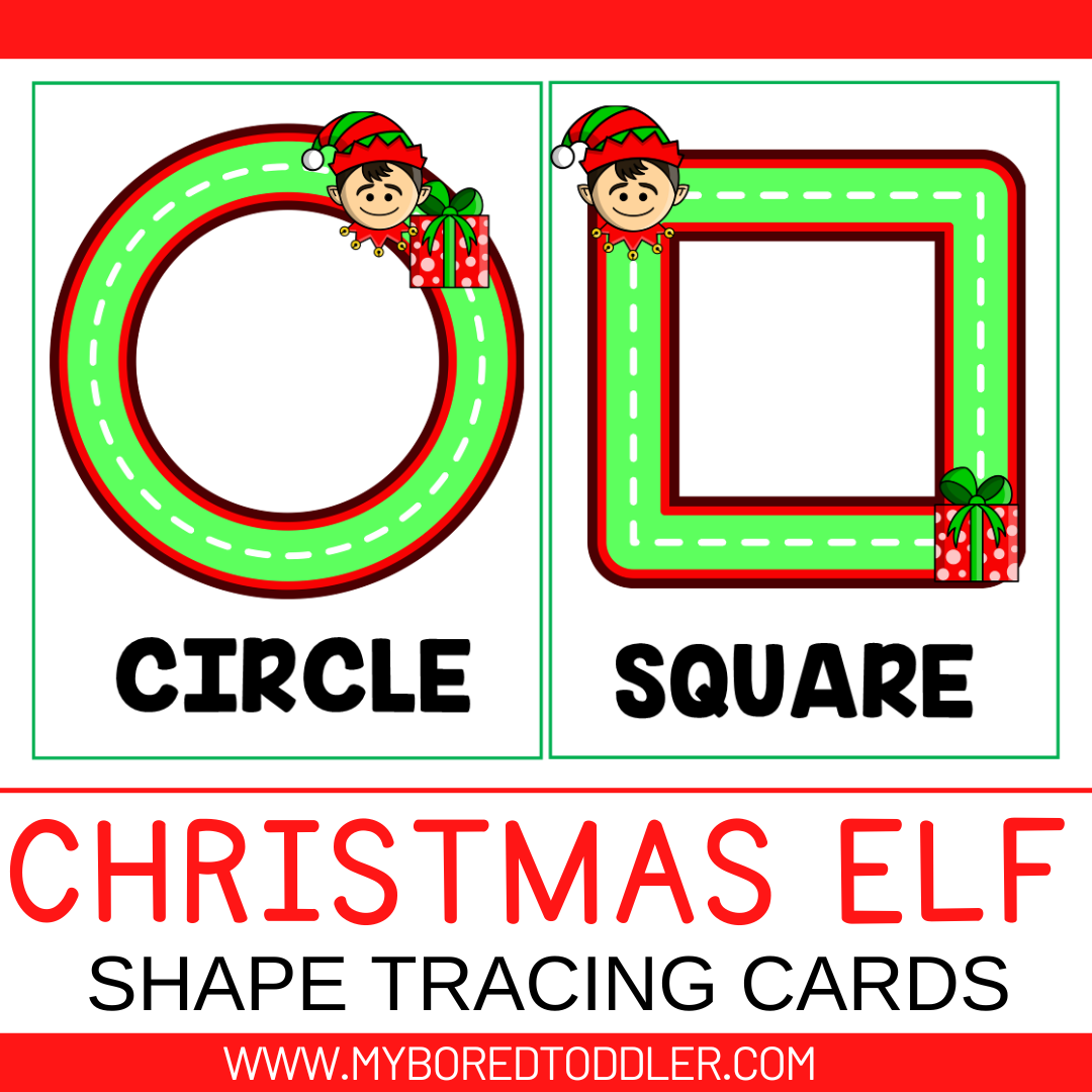 Elf Christmas Shape Tracing Cards – My Bored Toddler