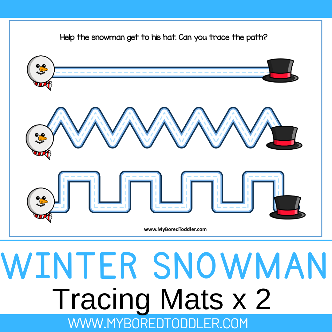 Winter Snowman Tracing Mats – My Bored Toddler