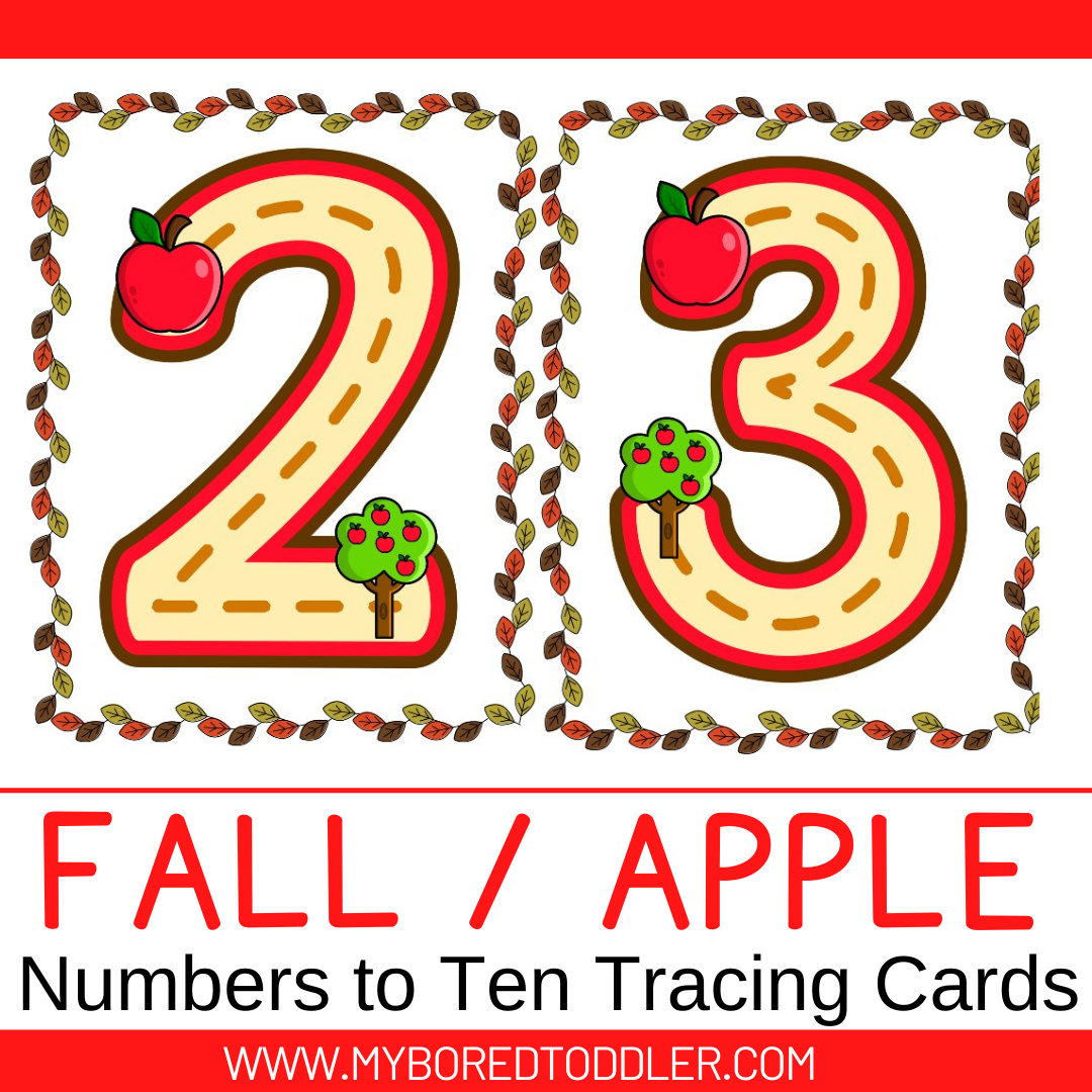Autumn / Fall Apple Number Tracing Cards 0 - 10 Large – My Bored Toddler