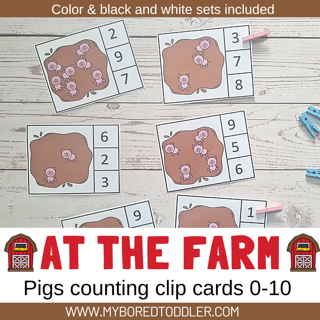 FARM THEMED Counting Clip Cards 0-10 count the pigs Color & B&W – My ...