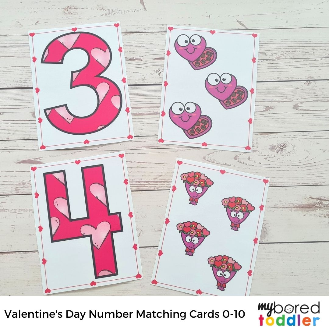 Valentine's Day Number Matching Cards 0 - 10 – My Bored Toddler