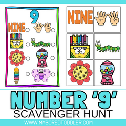 Number NINE 9 Scavenger Hunt / Treasure Hunt – My Bored Toddler