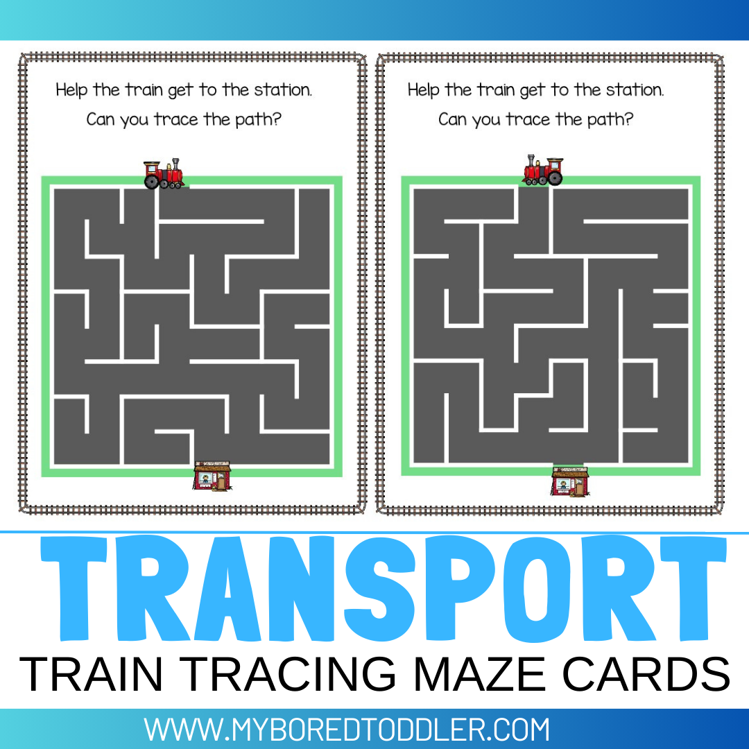 Transport Train Maze Sheets – My Bored Toddler