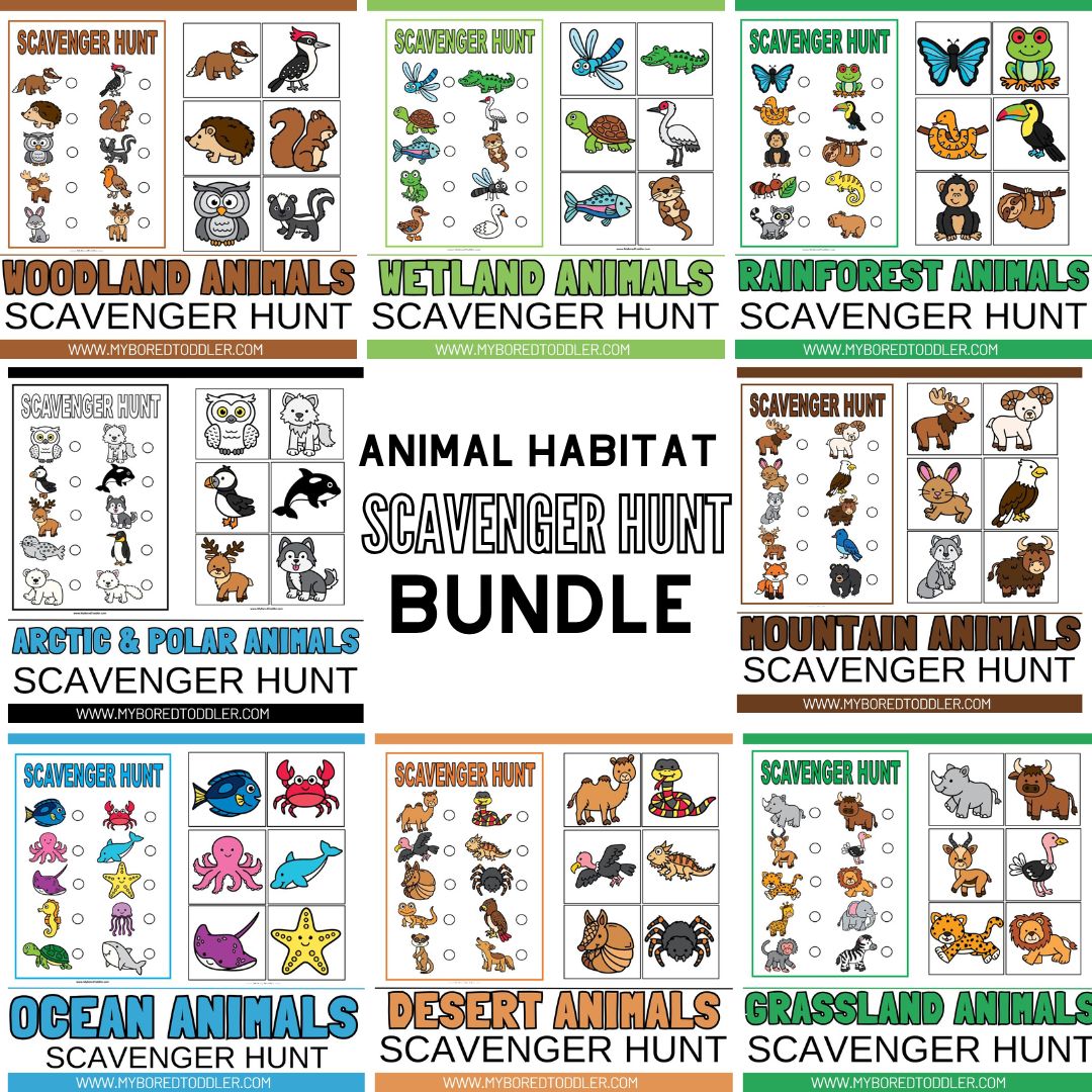 Animal Habitats Scavenger Hunt Bundle – My Bored Toddler