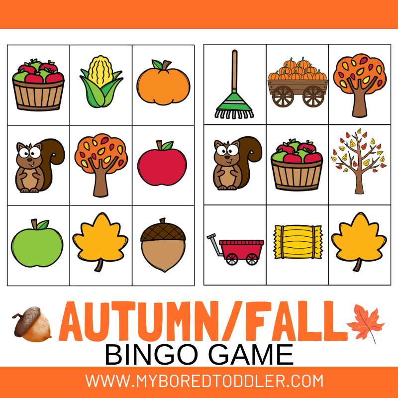 Autumn / Fall Bingo Cards – My Bored Toddler