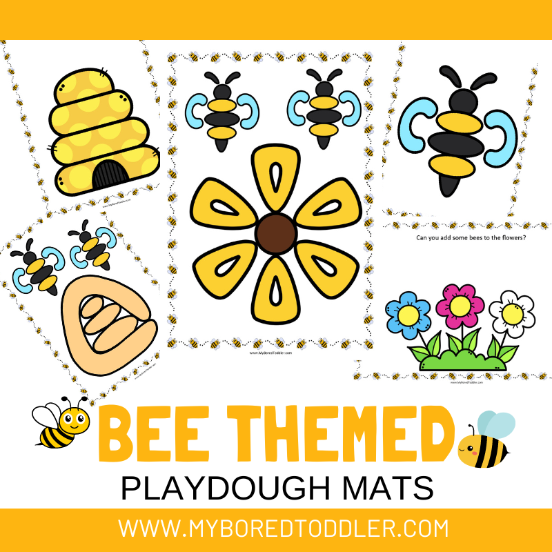 Bee Themed Playdough Mats – My Bored Toddler
