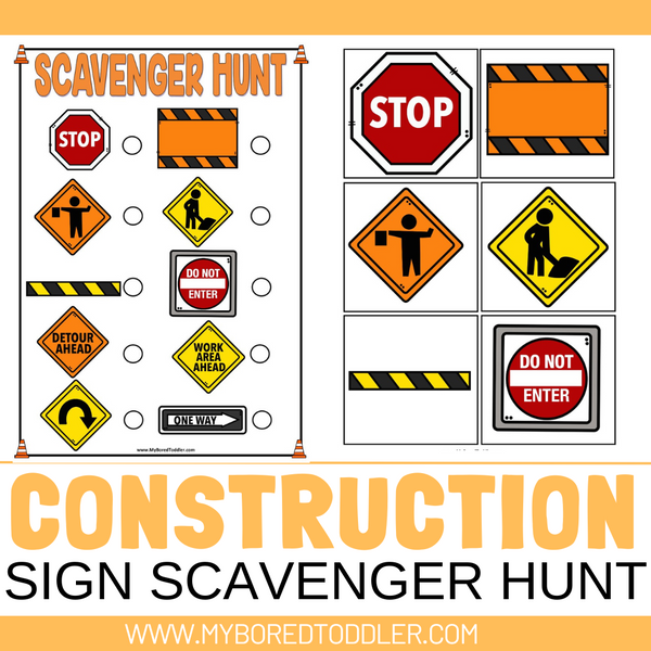 Construction Signs Scavenger Hunt – My Bored Toddler