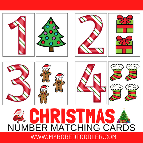 Christmas Number Matching Cards - Large – My Bored Toddler