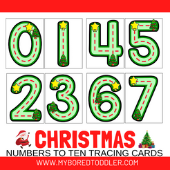 Christmas Number Tracing Cards 0 - 10 large – My Bored Toddler