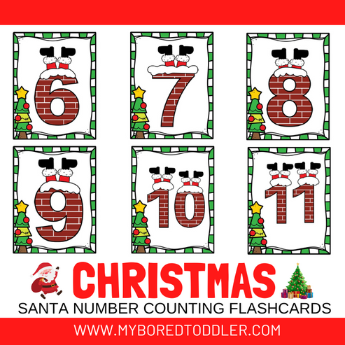 Christmas Santa Number Flashcards 0 - 20 – My Bored Toddler