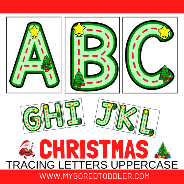 Christmas Alphabet Tracing Cards Uppercase – My Bored Toddler