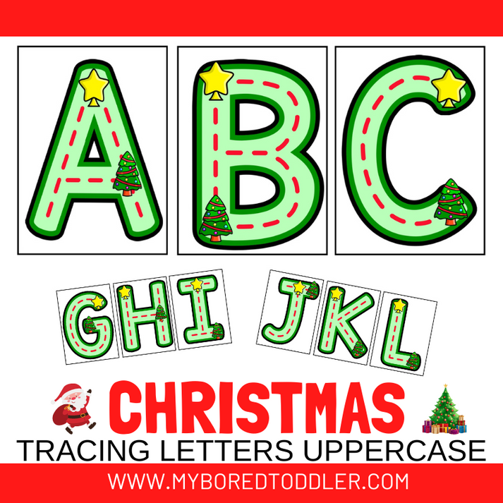 Christmas Alphabet Tracing Cards Uppercase – My Bored Toddler