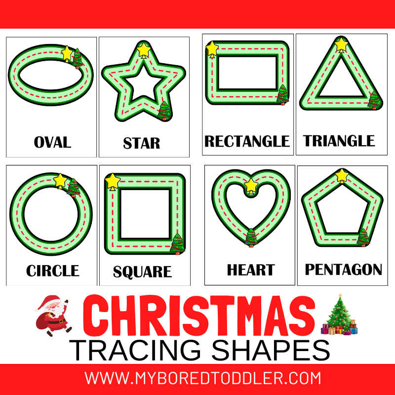 Christmas Shapes Tracing Cards – My Bored Toddler