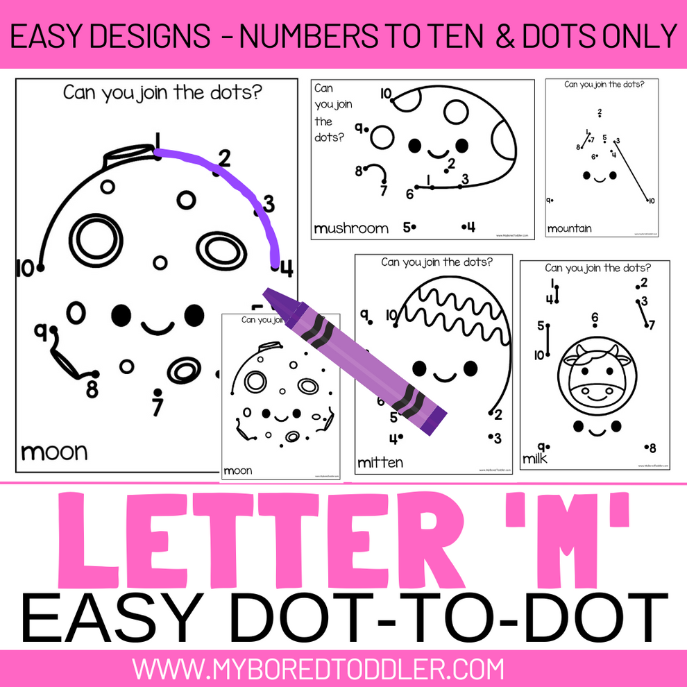 Alphabet - Letter M Dot-to-Dot - 2 Designs – My Bored Toddler